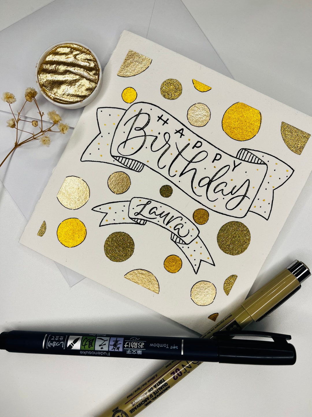 Personalised Birthday Card, Handwritten Handmade Calligraphy Card ...