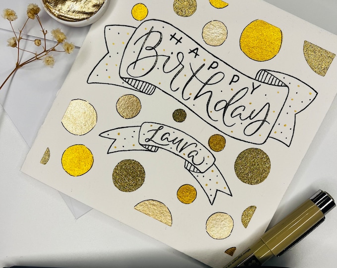 Personalised Birthday Card, Handwritten Handmade Calligraphy Card ...