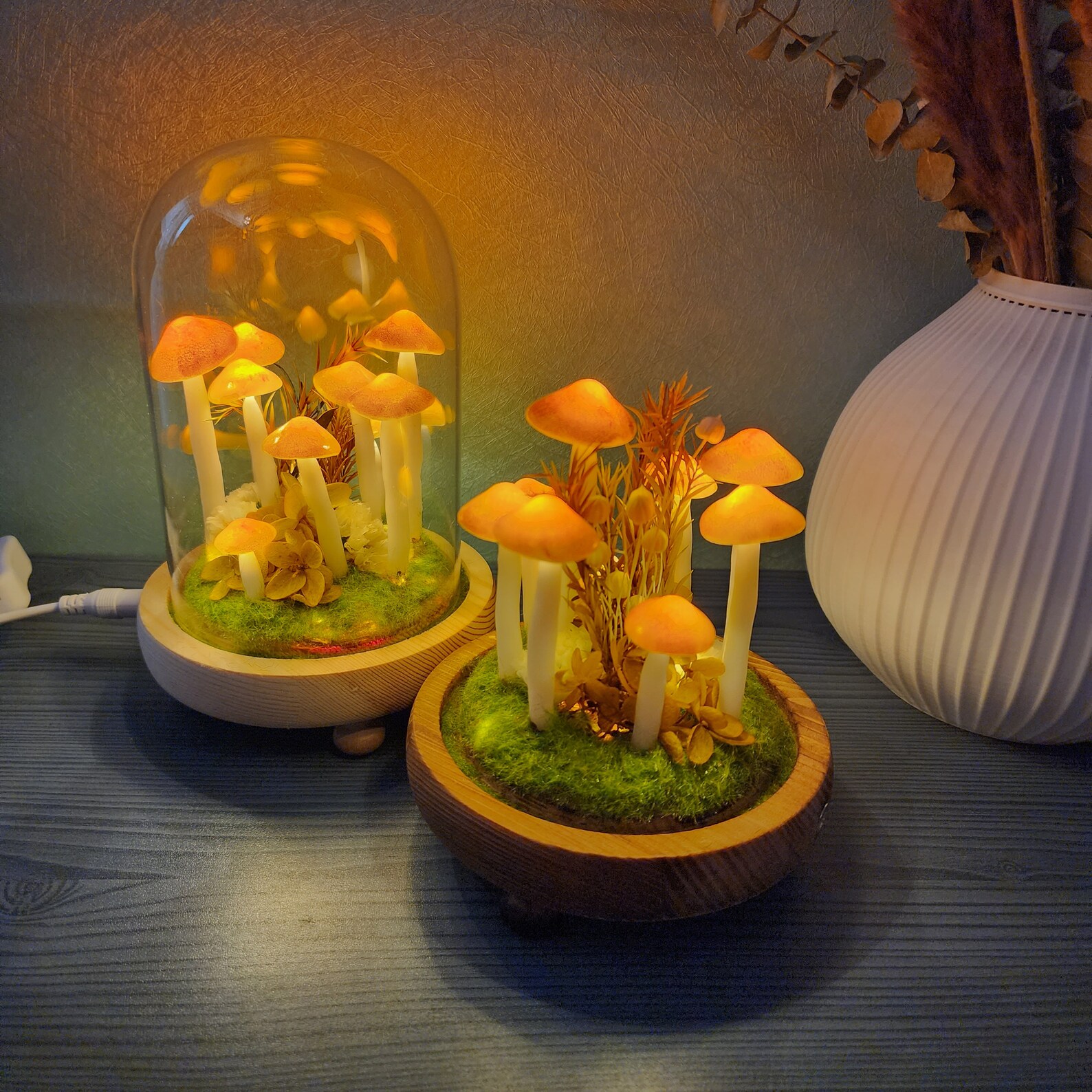 Orange Mushroom Lamp Mushroom Forest Handmade Night Light Home - Etsy