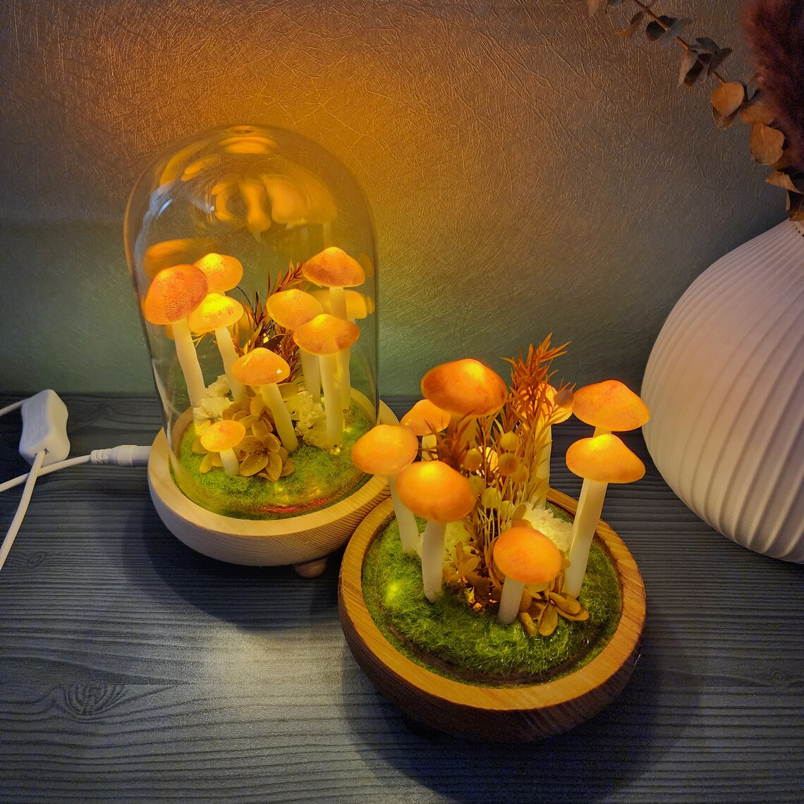 Orange Mushroom Lamp Mushroom Forest Handmade Night Light Home - Etsy