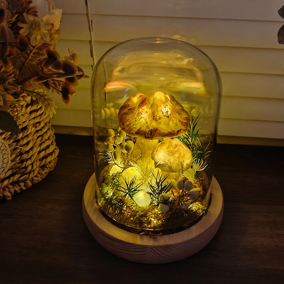 Brown Mushroom Art LED Mushroom Light Handmade Gift Mushroom Decor ...