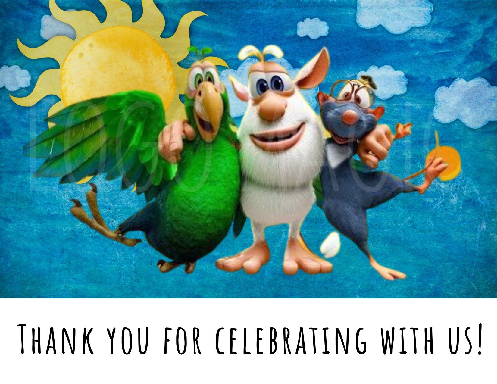 Cartoon Themed Birthday Thank You Postcards - Etsy