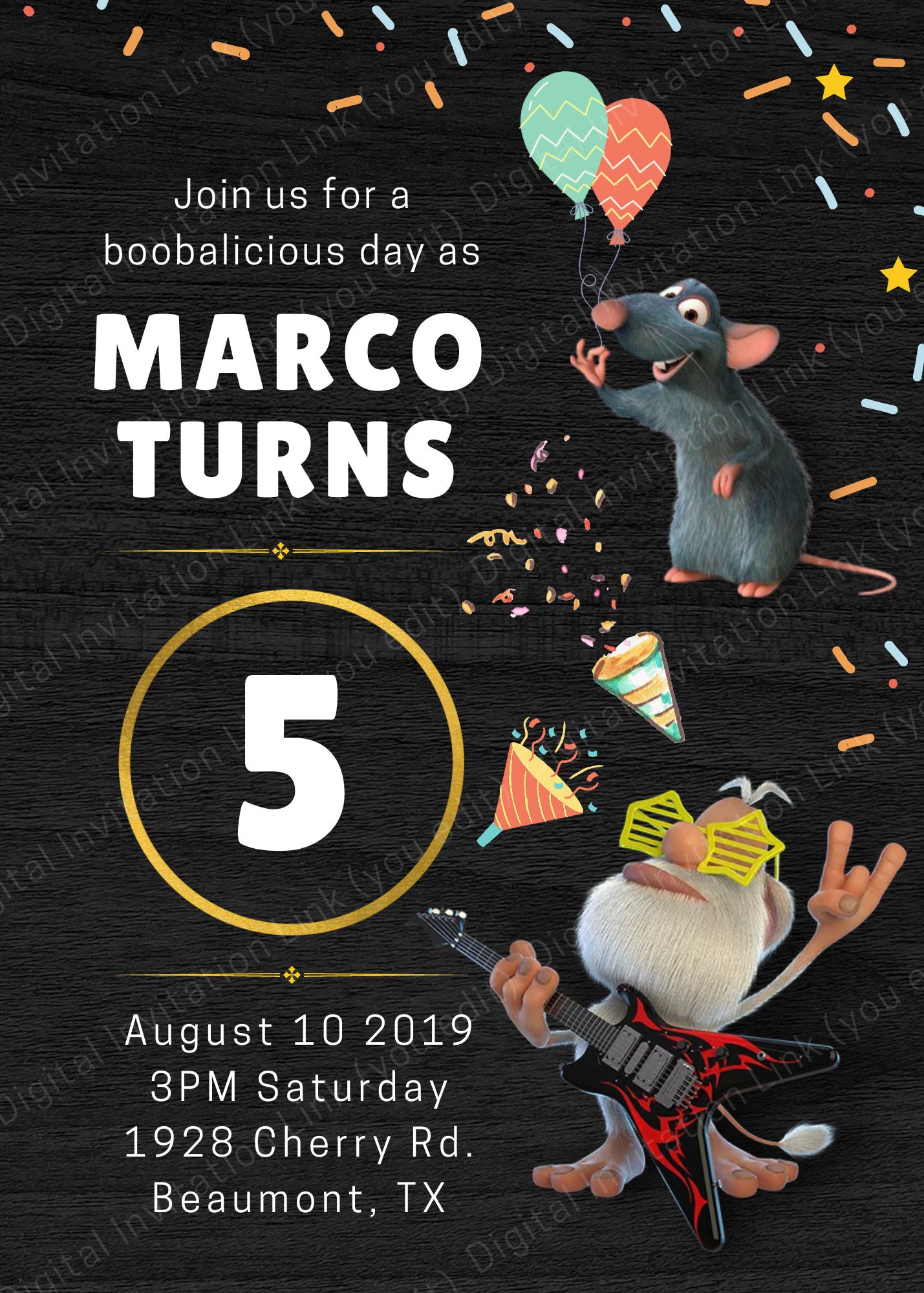 Digital Png. Customized Birthday Invitation (you Edit) - Etsy