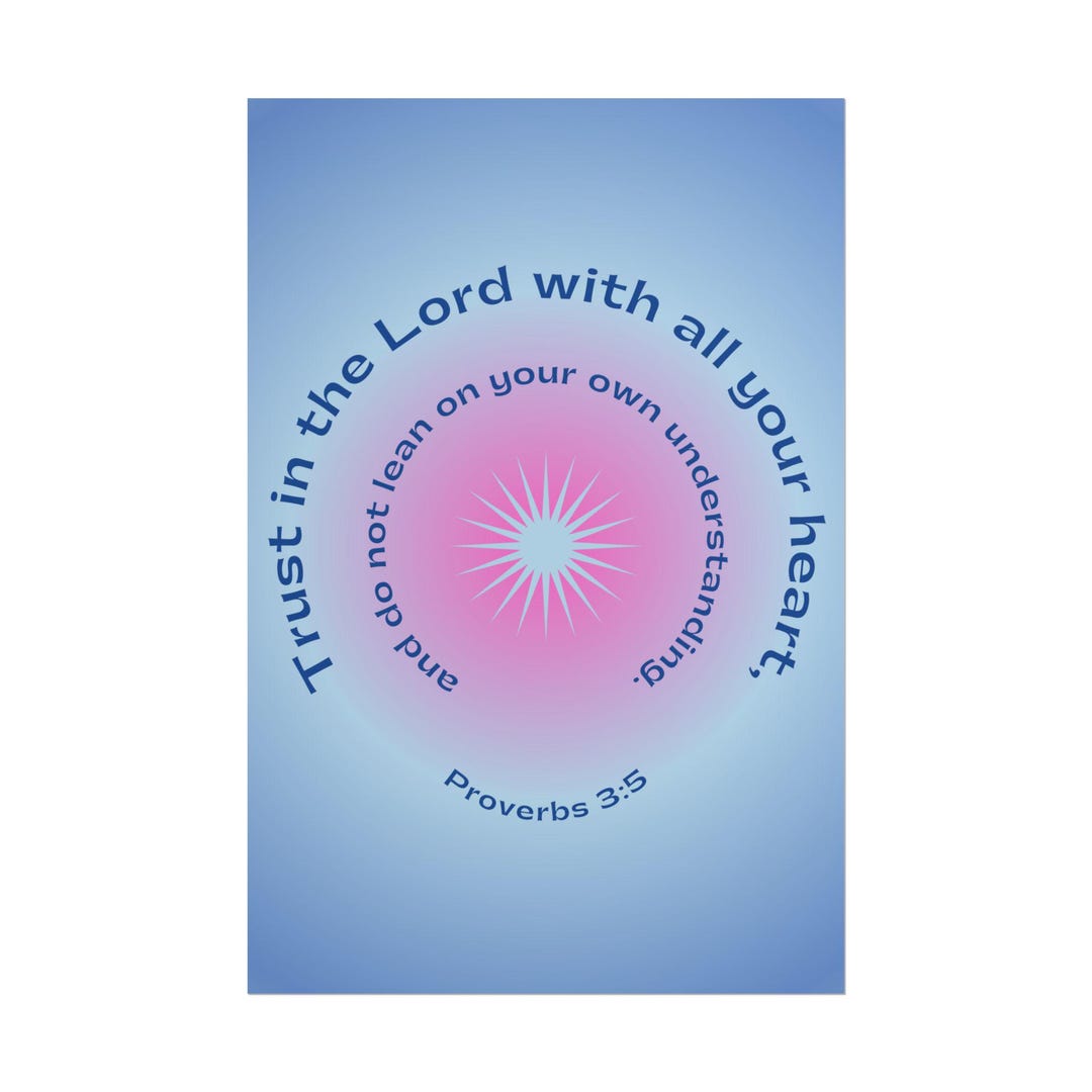 Proverbs 3:5 Christian Wall Art Poster Pink and Blue - Etsy