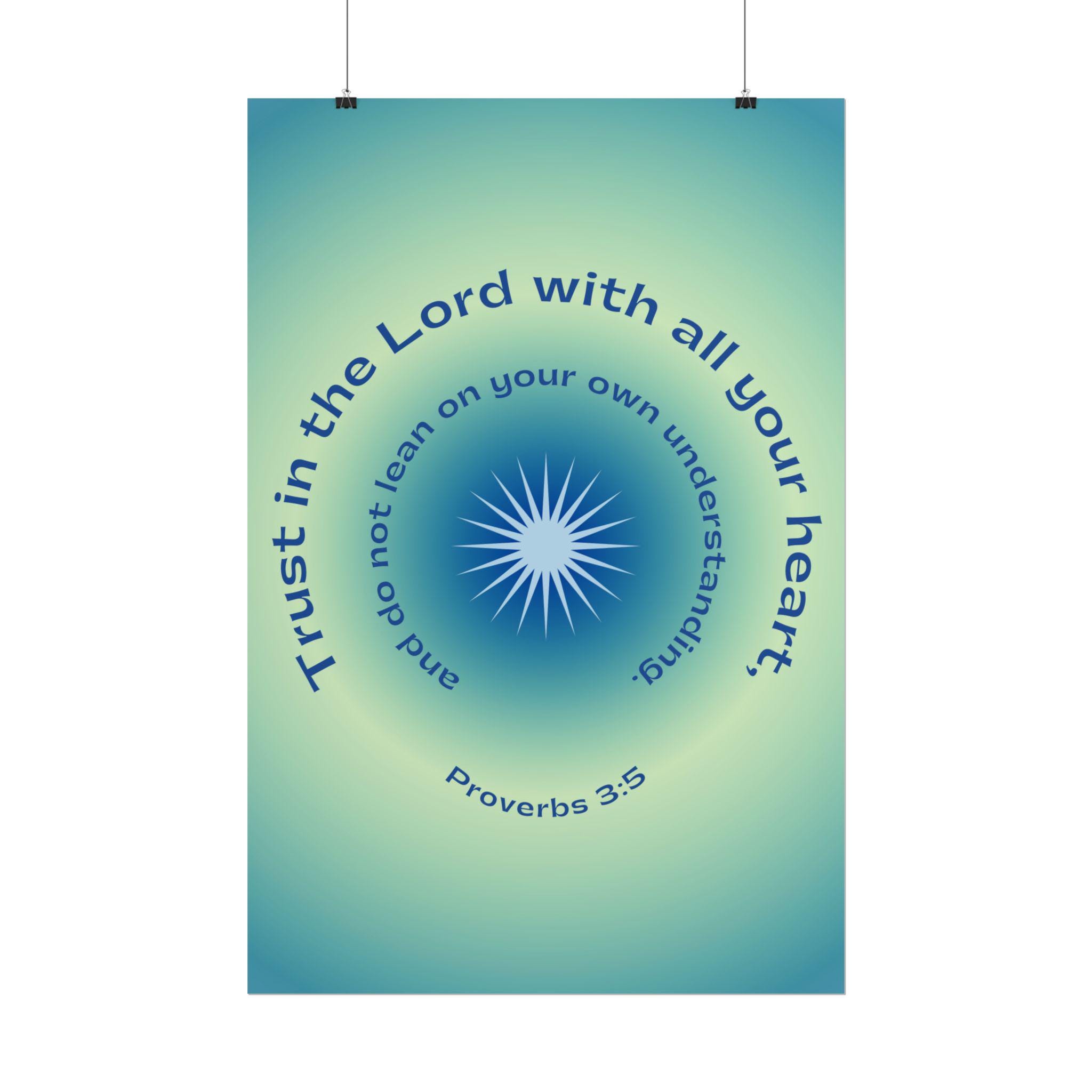 Proverbs 3:5 Christian Wall Art Poster Green & Blue - Etsy