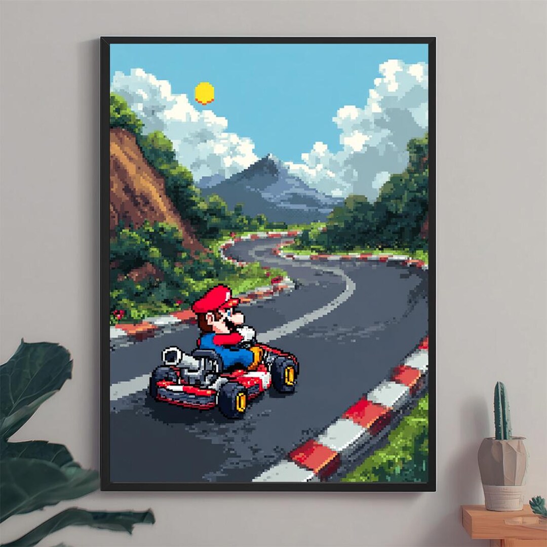Pixel Mario Kart Art Print: Retro Super Mario Racing (digital Download ...