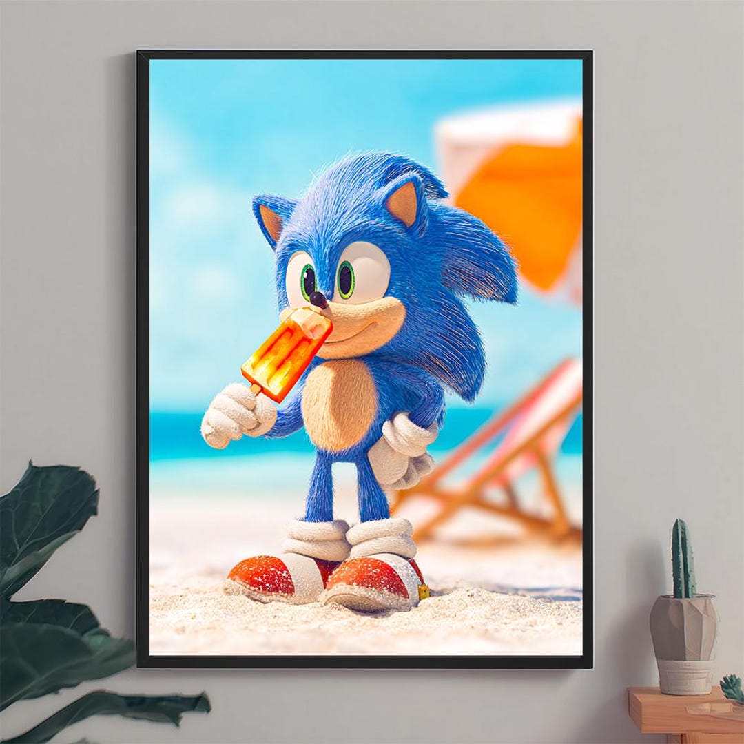 Sonic the Hedgehog Beach Print: Summer Gamer Room Decor (digital ...