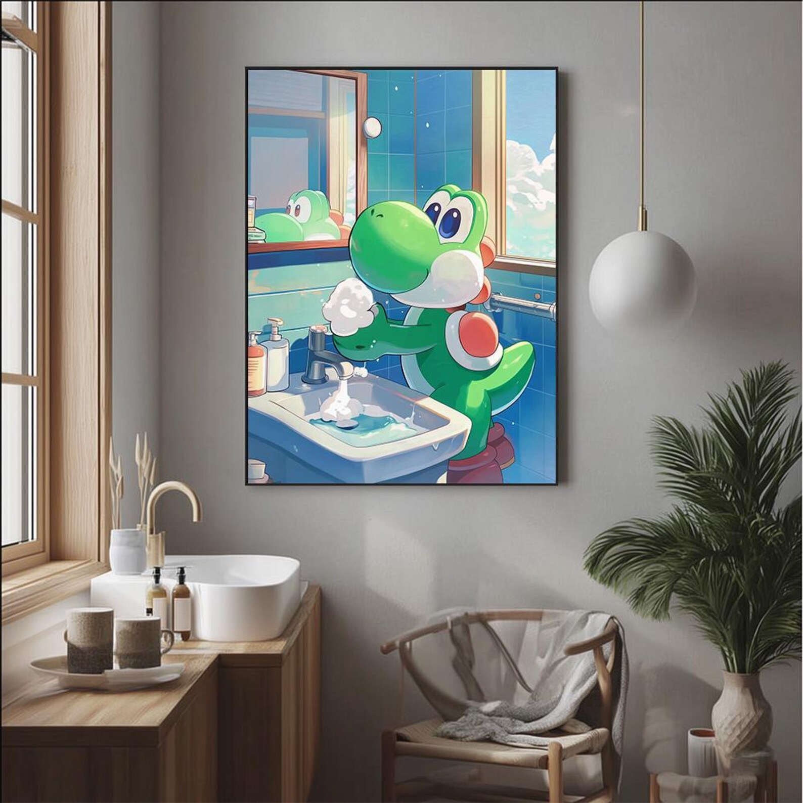 Yoshi Wash Your Hands Poster: Mario Bros Bathroom Art (digital Download ...
