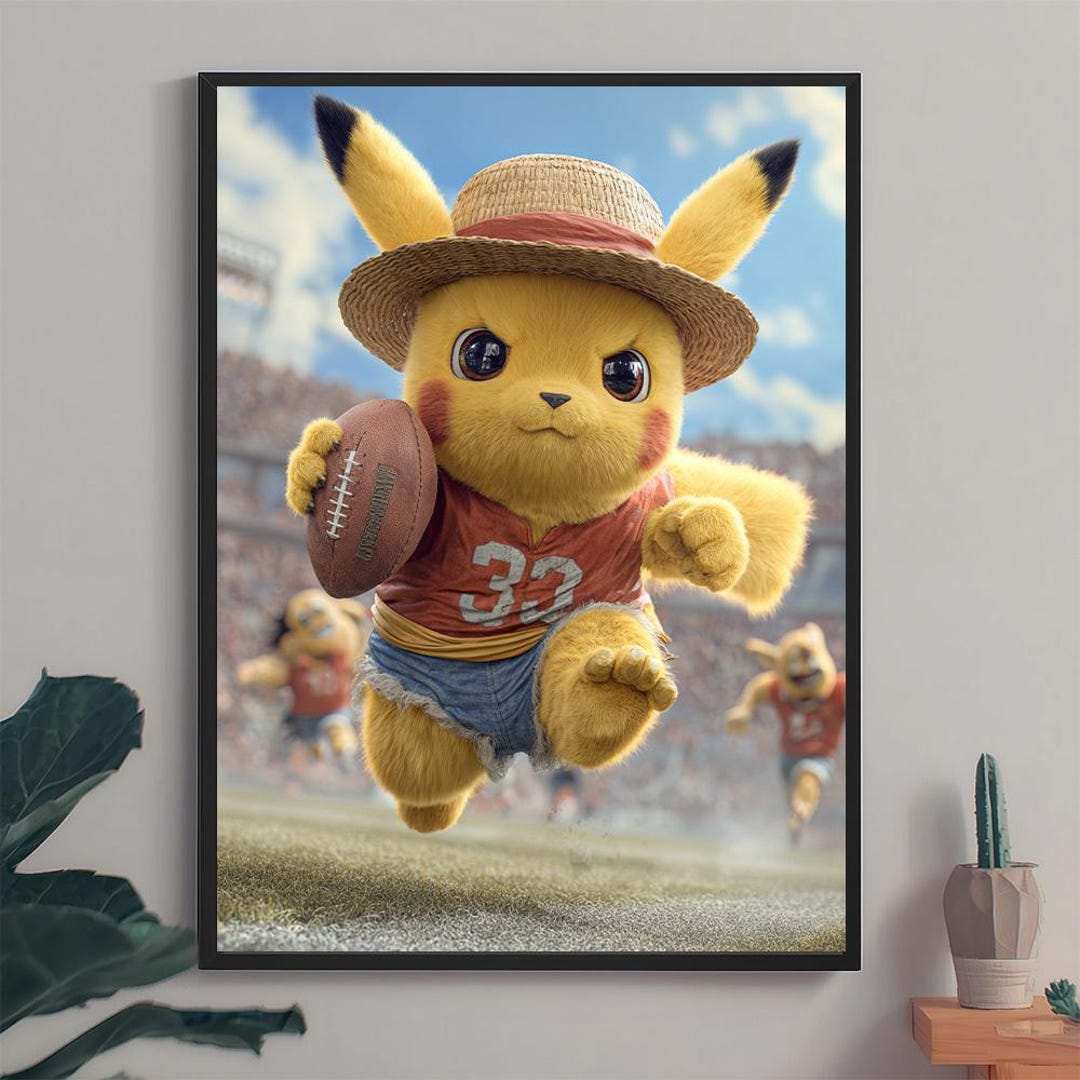 Pikachu Quarterback Poster – NFL Football Digital Art Print, Running ...