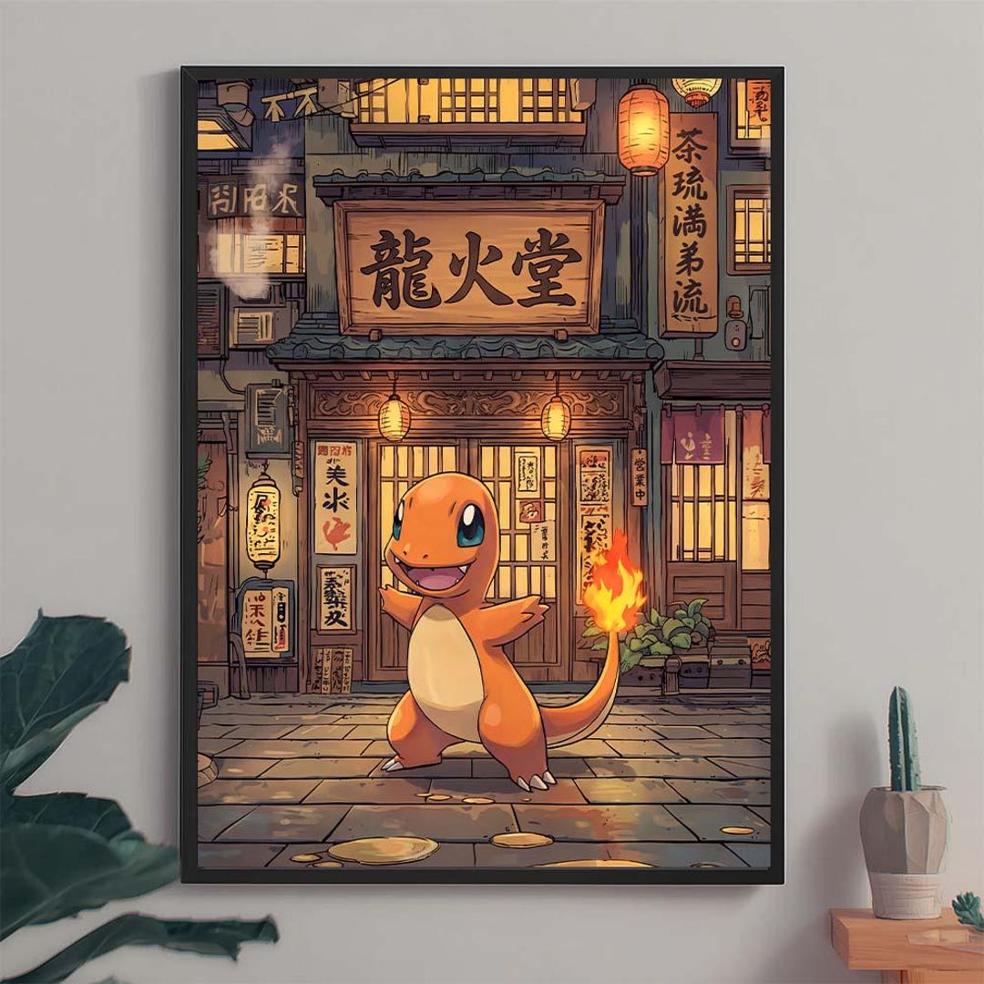 Charmander in a Japanese Ramen Shop Fan Art Poster – Pokemon Wall Art ...