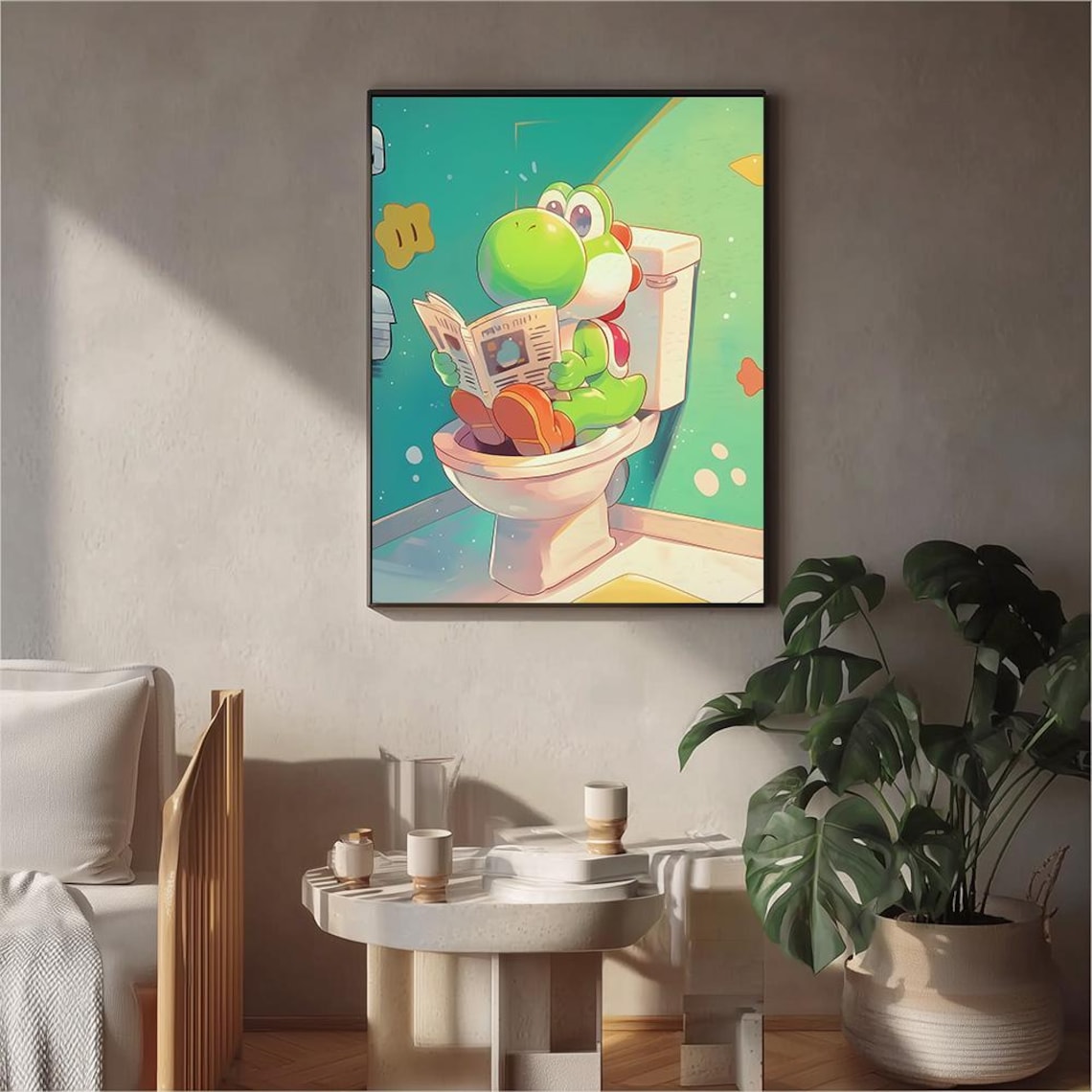 Yoshi Toilet Poster: Funny Mario Bros. Bathroom Art (digital Download ...