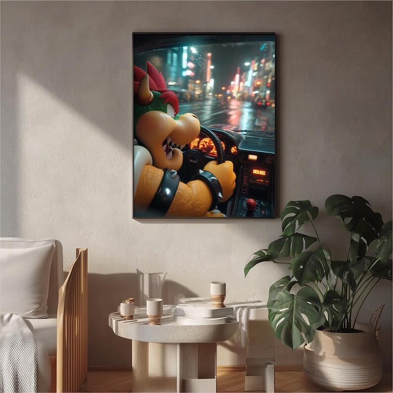 Bowser Drifting a Toyota Supra – Neon Tokyo Street Racer Art, Gaming ...