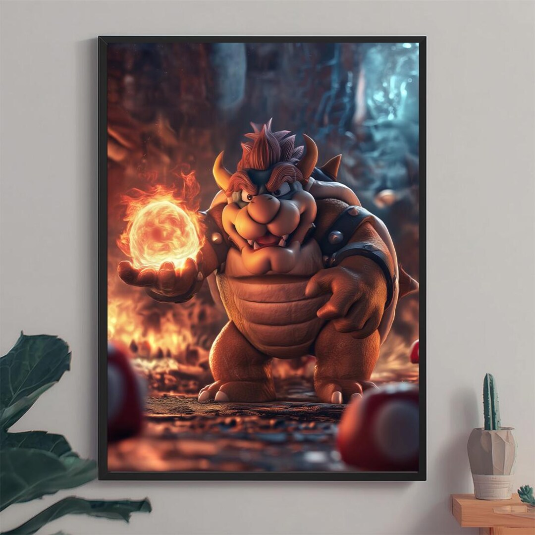 Bowser Fireball Art Print: Mario Vs Bowser, Mushroom Kingdom Battle ...