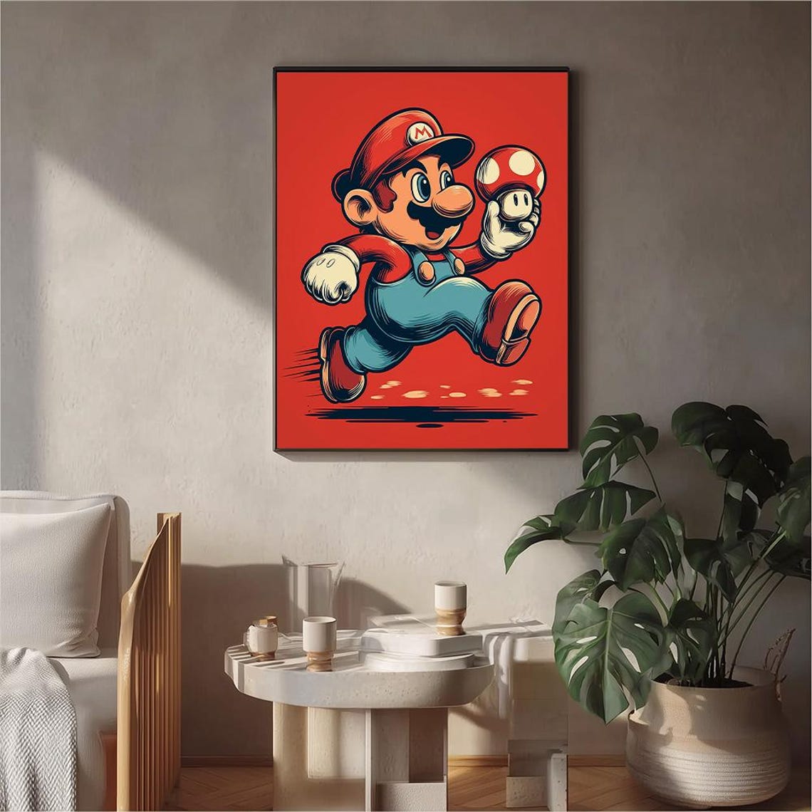 Super Mario Bros. Vintage Poster: Retro Gaming Wall Art (digital Print ...