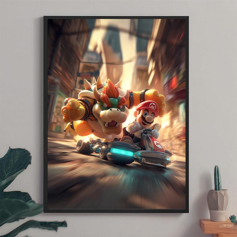 Bowser Kart Mayhem Print Funny Mario Kart Nintendo Art Digital