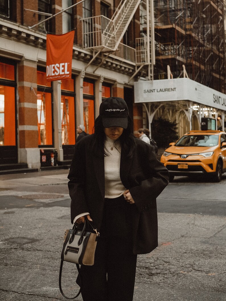 Black Minimalist Chic Baseball Hat Cap | What Fulfills You? - Etsy Canada