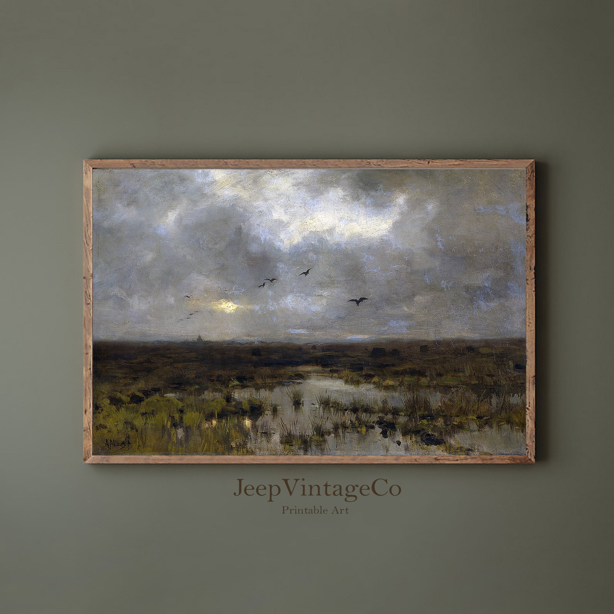 Moody Landscape Print Antique Wall Art Moody Landscape Painting Moody ...