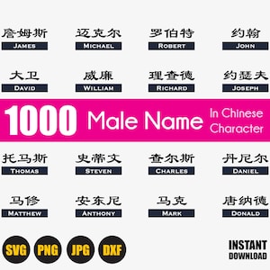 1000 Male Name in Chinese Character Bundle, Svg Bundle PNG JPG EPS Ai ...