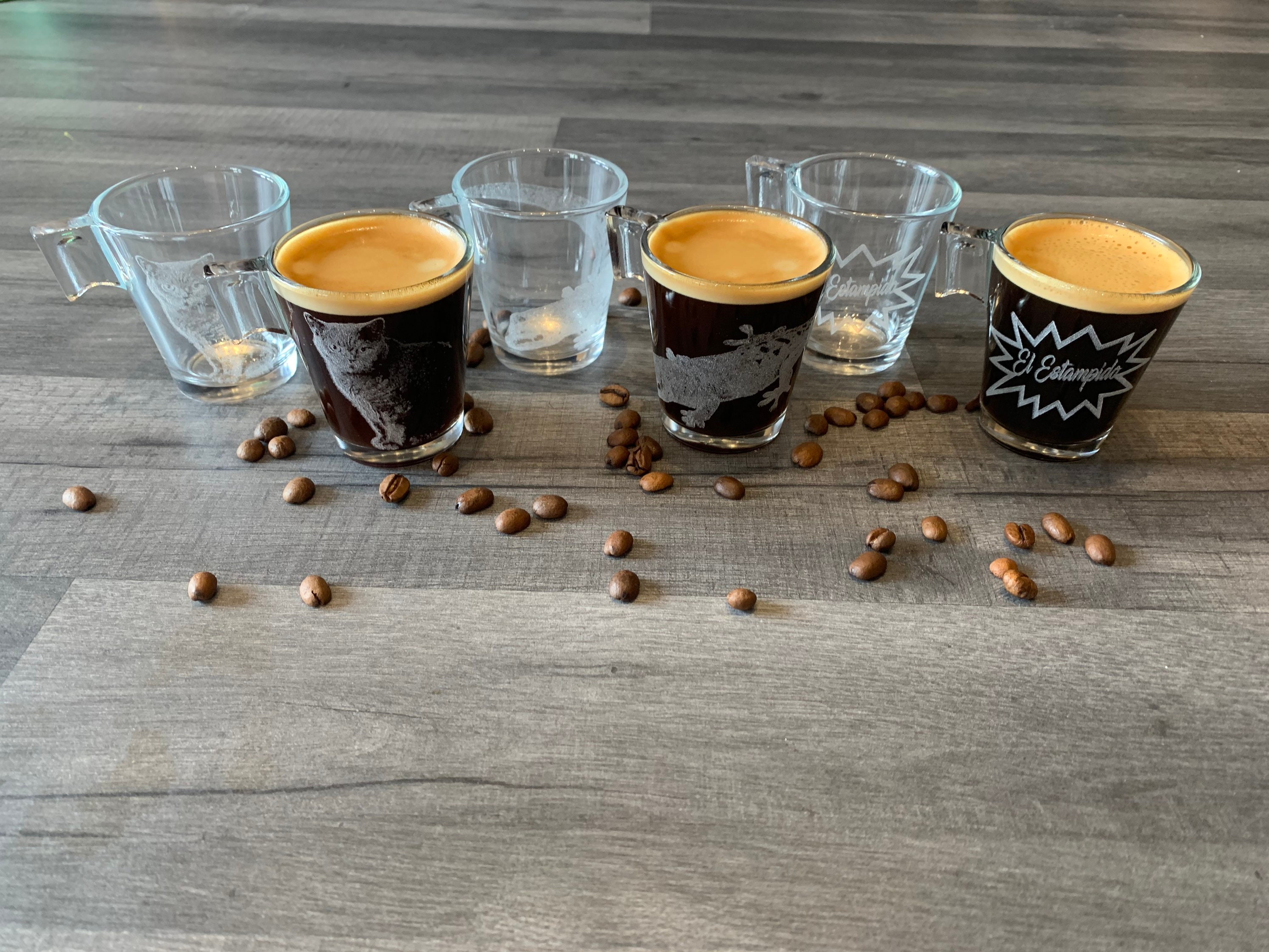 ENGRAVED ESPRESSO CUPS Pair Photo, Etched Coffee Glasses, Logo, Custom ...
