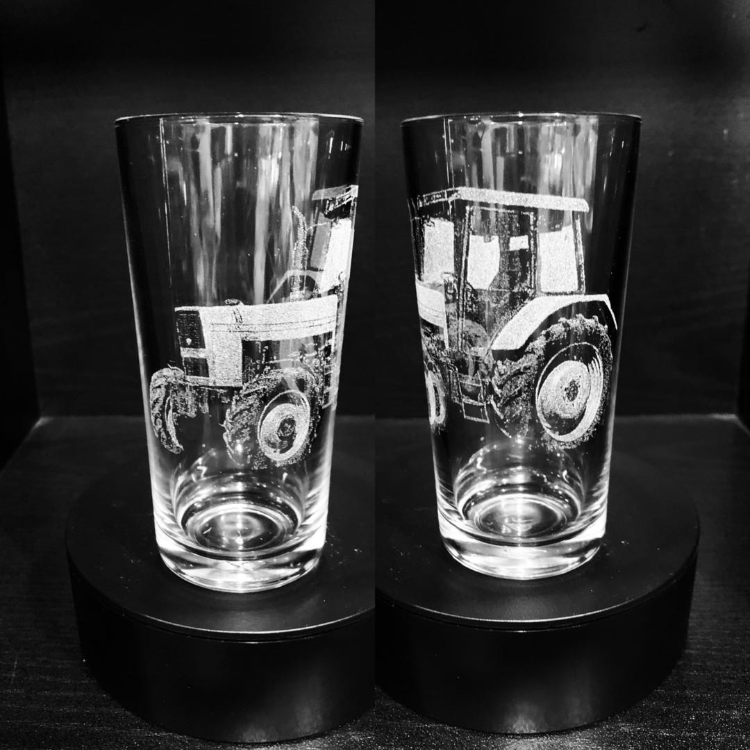 TRACTOR ENGRAVED Glass, Personalised, Etched Gift Wine, Whiskey Gin ...