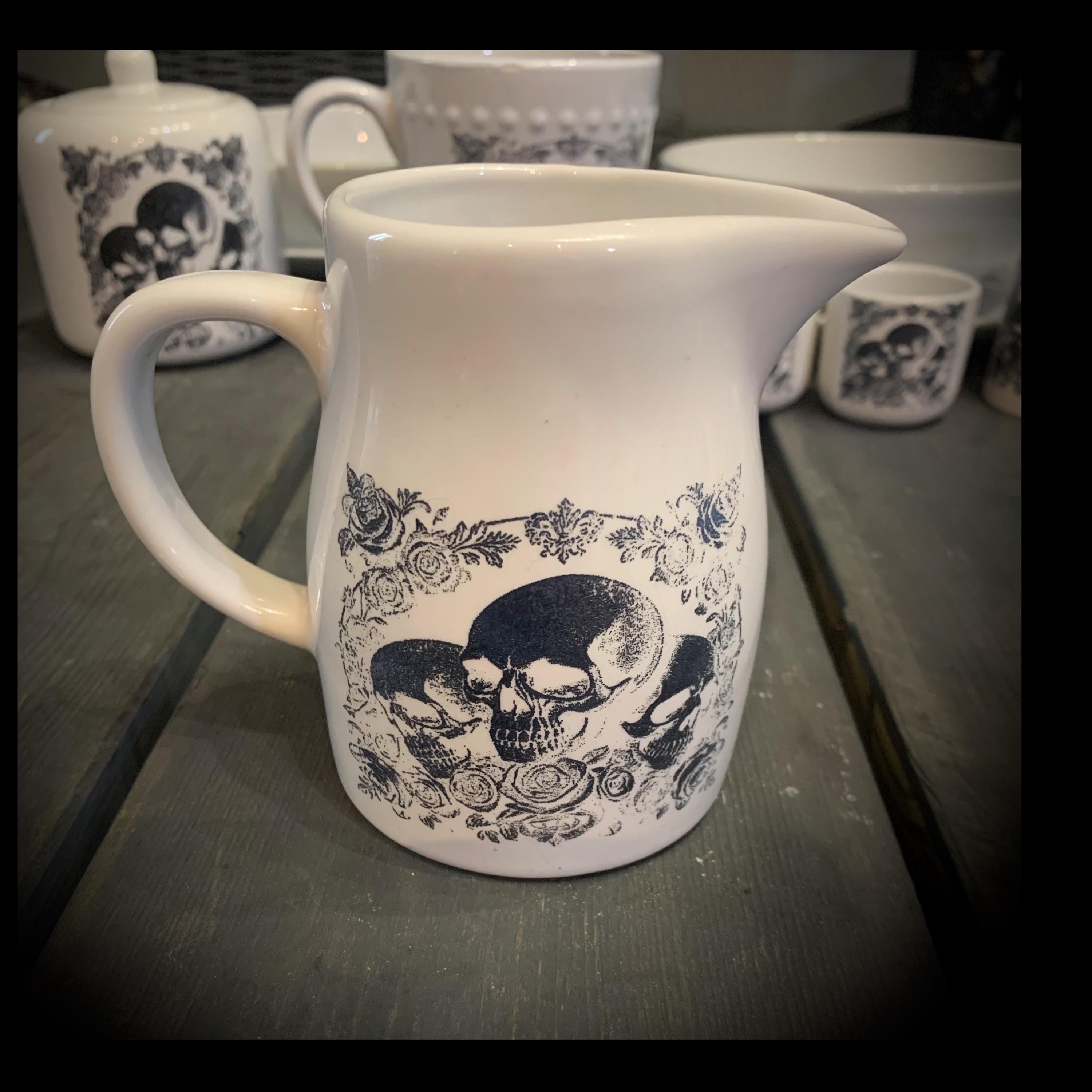 SALT PEPPER Shaker Deluxe SKULL & Rose White Engraved, Dinnerware ...