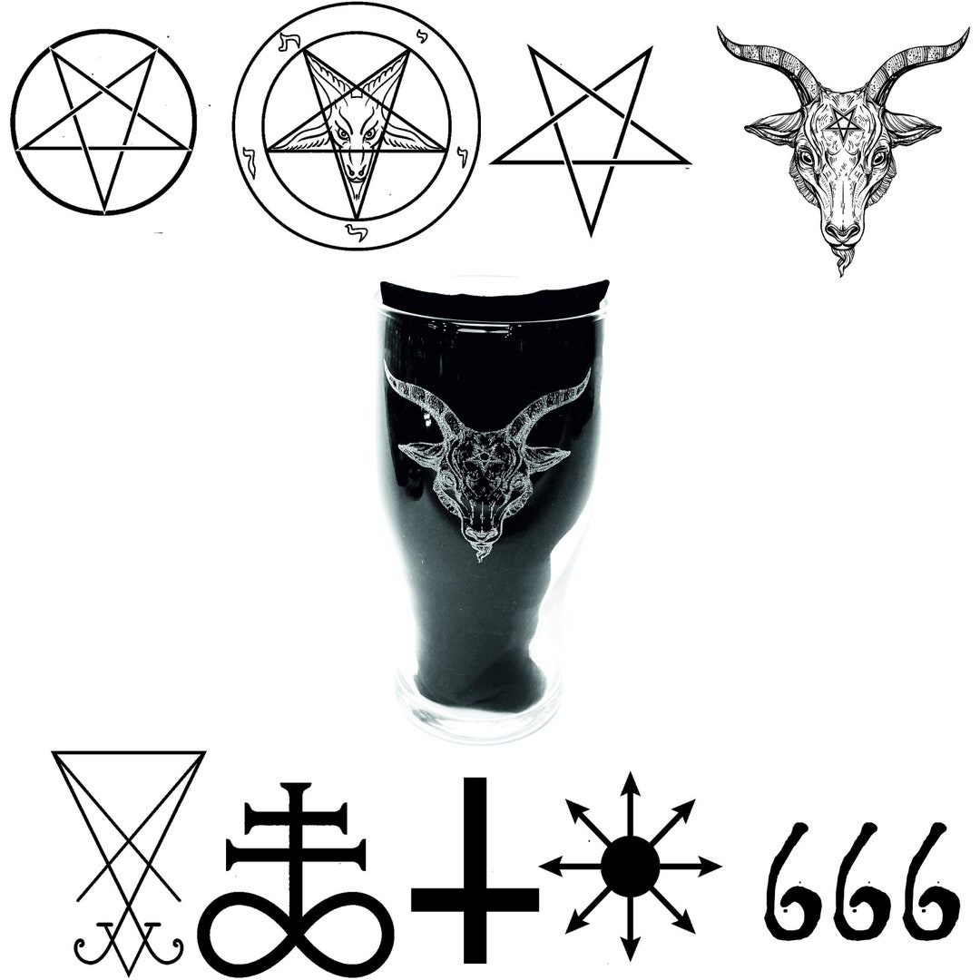 Símbolos satánicos Cristalería GRABADA, baphomet vidrio grabado ...
