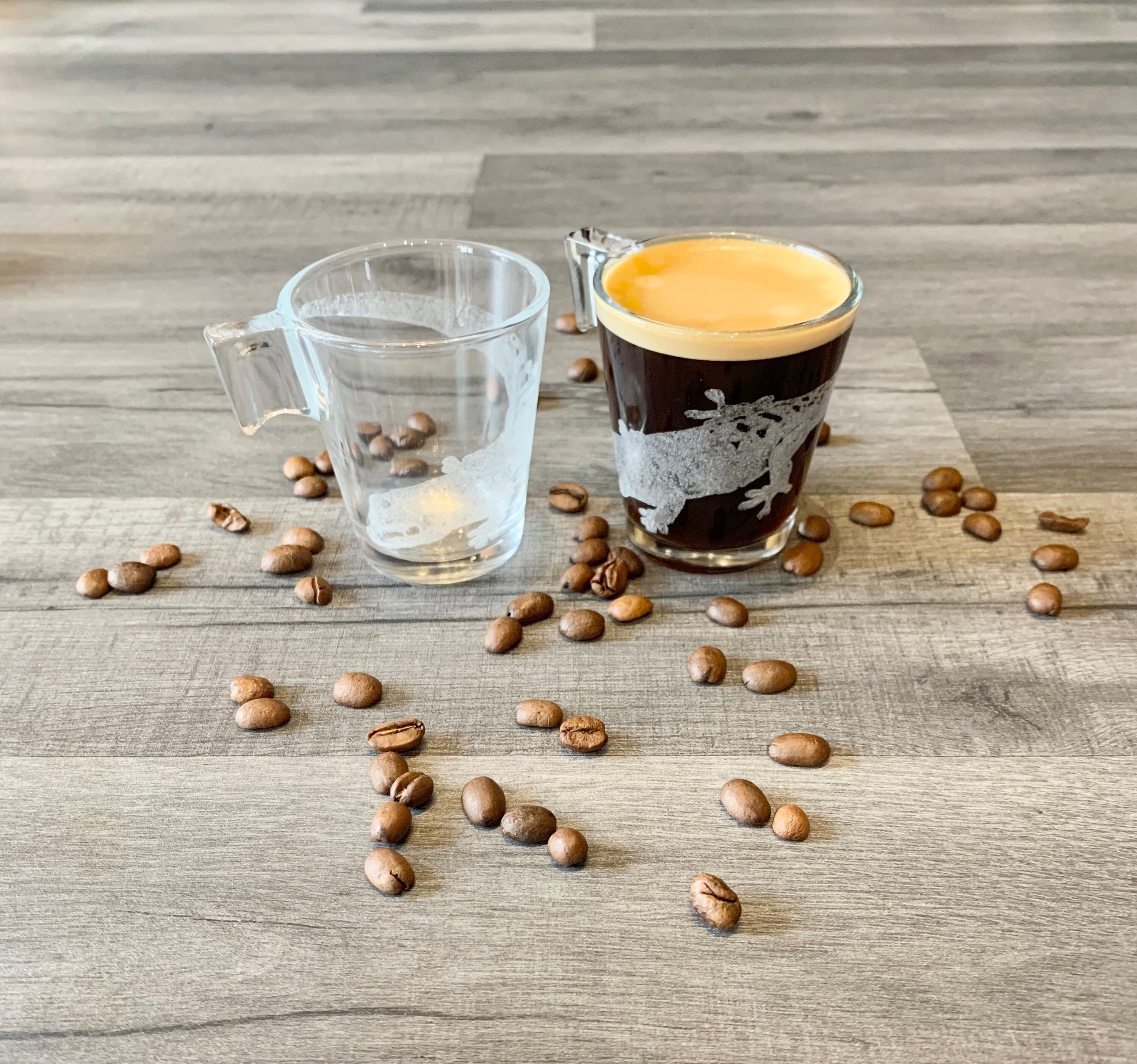 ENGRAVED ESPRESSO CUPS Pair Photo, Etched Coffee Glasses, Logo, Custom ...