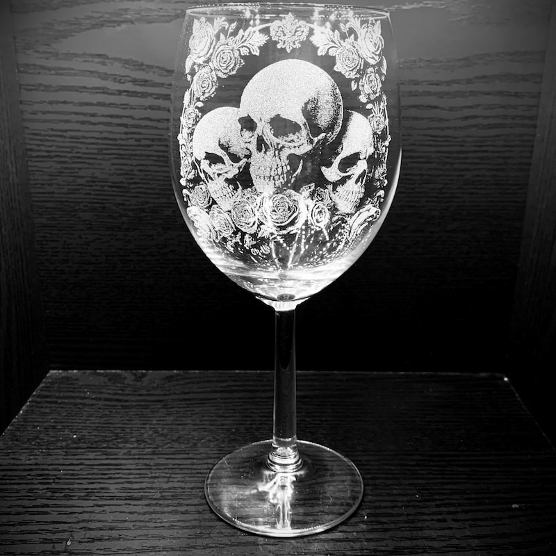 Rose Skull Wine Glass - Etsy