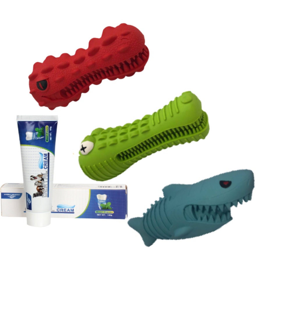 BUNDLE Indestructible Toothbrush Toy W/ Doggy Dental Cream & A Doggy ...