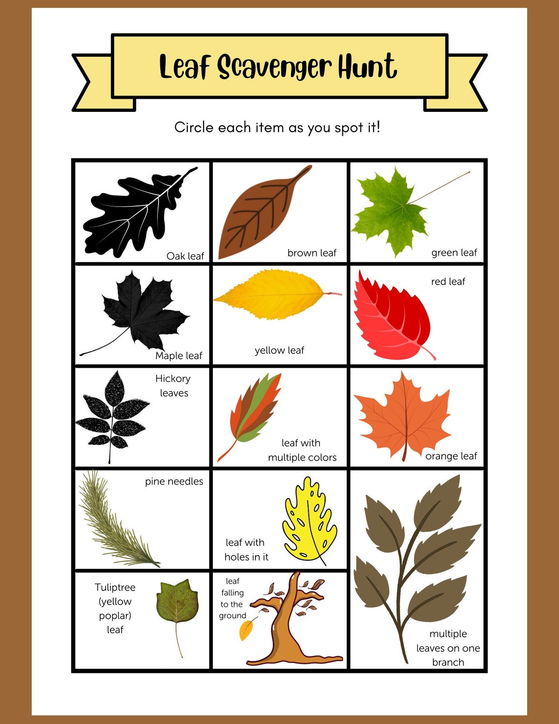 Leaf Scavenger Hunt Downloadable PDF | Etsy
