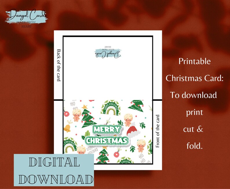 Christmas Card, Greeting Card, Printable Christmas Card, Digital ...