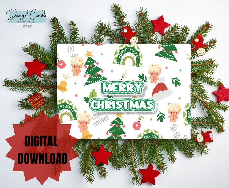 Christmas Card, Greeting Card, Printable Christmas Card, Digital ...