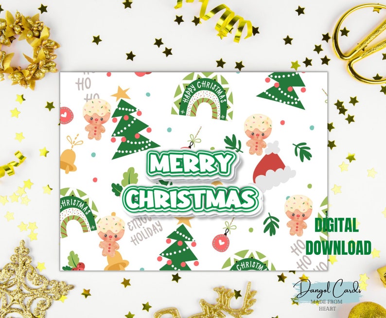 Christmas Card, Greeting Card, Printable Christmas Card, Digital ...