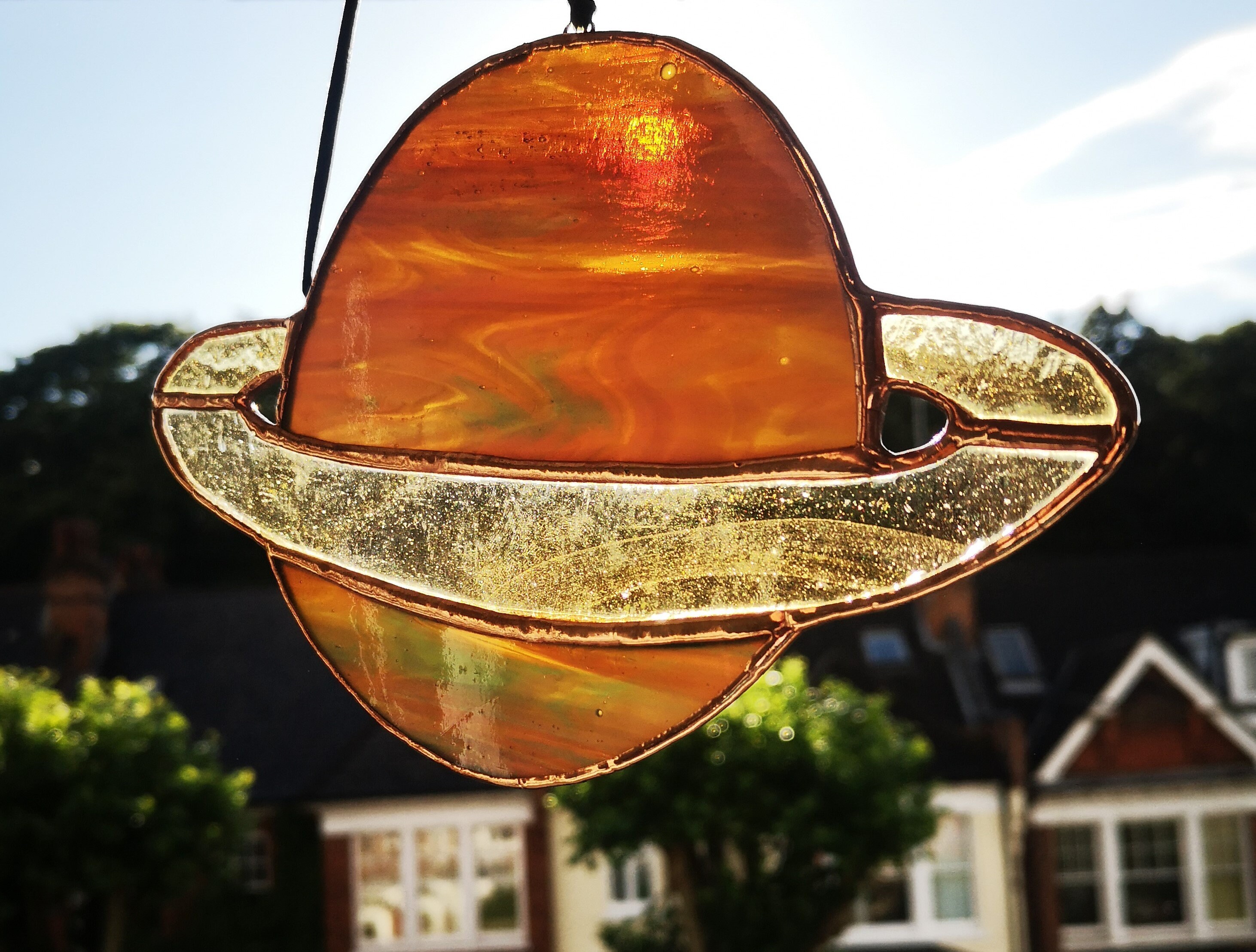 Stained Glass Saturn Suncatcher / Wall Hanging / Decor - Purple ...