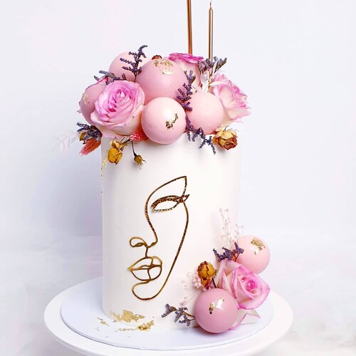 Line Art Face Topper Art Cake Charm Abstract Face Cake - Etsy