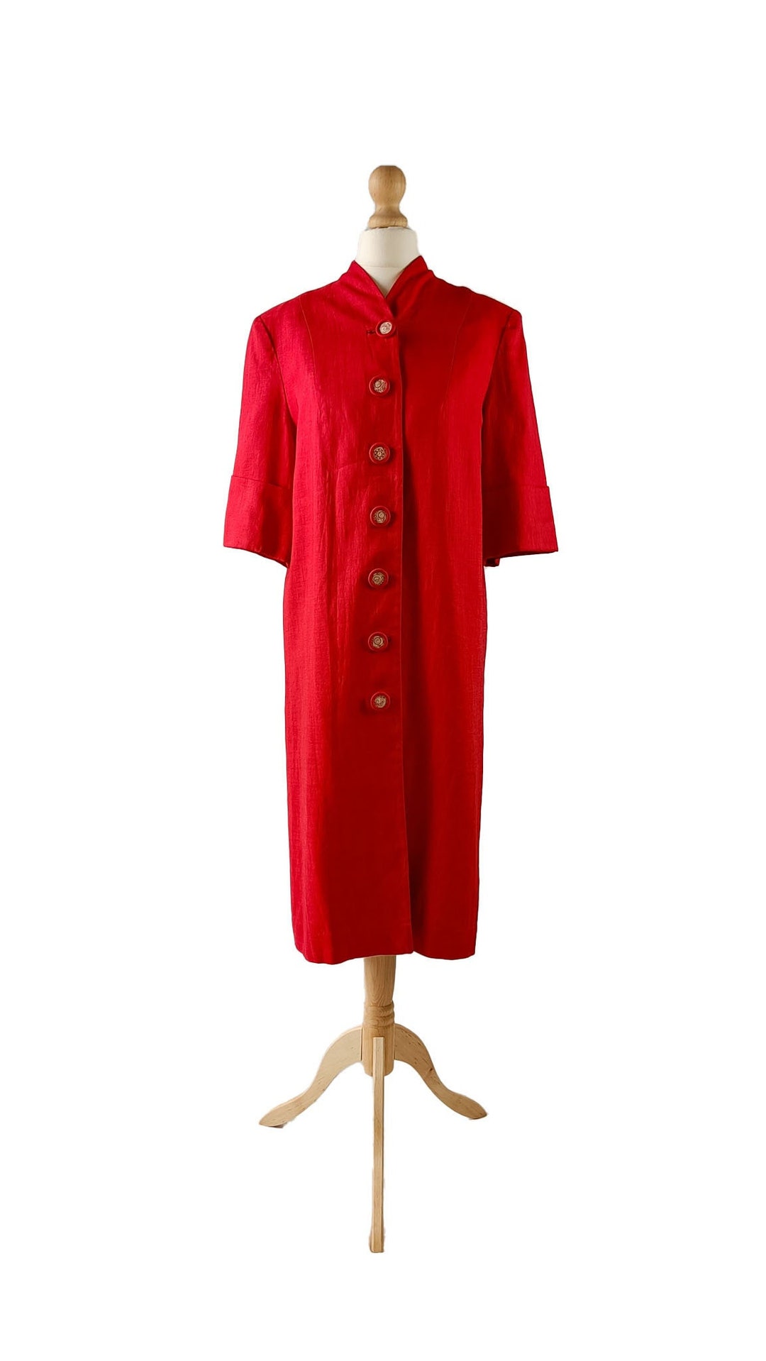Vintage Bright Red Midcentury Duster Coat - Etsy