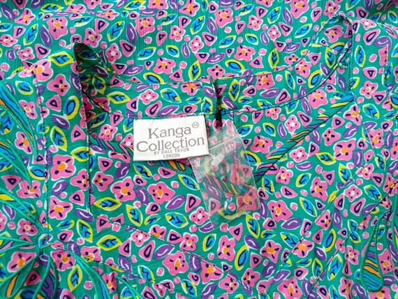 Kanga Collection 1980s Butterfly Sleeve Pastel Floral… - Gem
