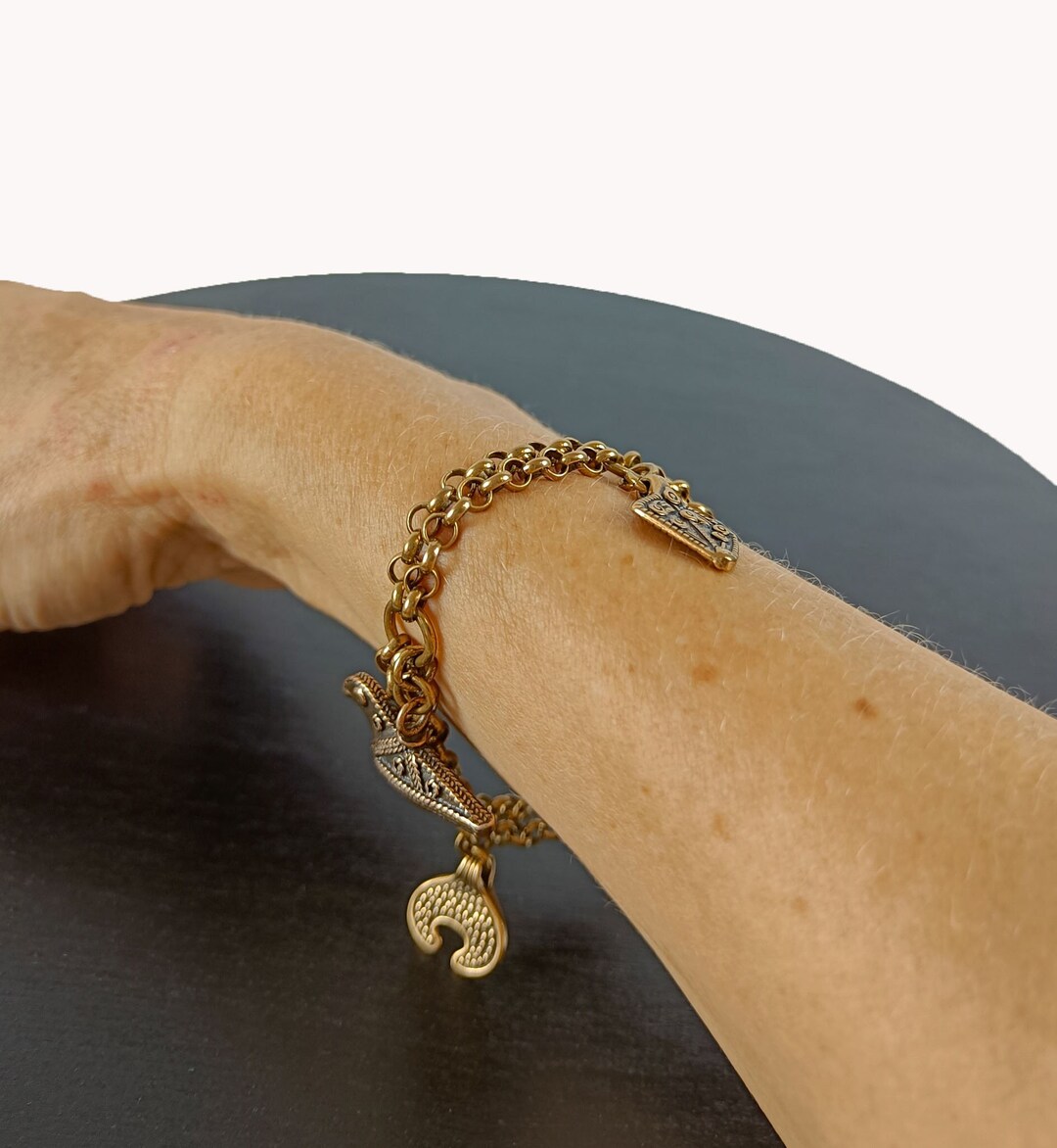 Kalevala Koru 1988 Aarrekääty Bronze Charm Bracelet - Finnish Vintage ...