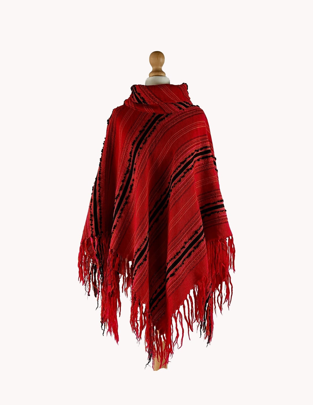 Finnish Vintage Arola 1970s Red Wool Poncho - Etsy