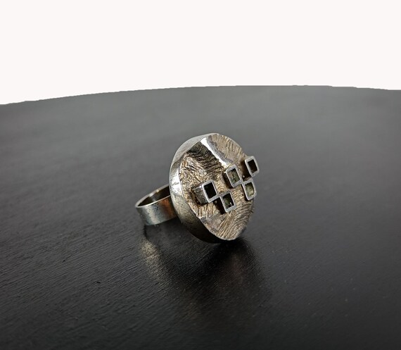 Jalosepot Oy 1971 Modernist Style Silver Statement Ri… - Gem