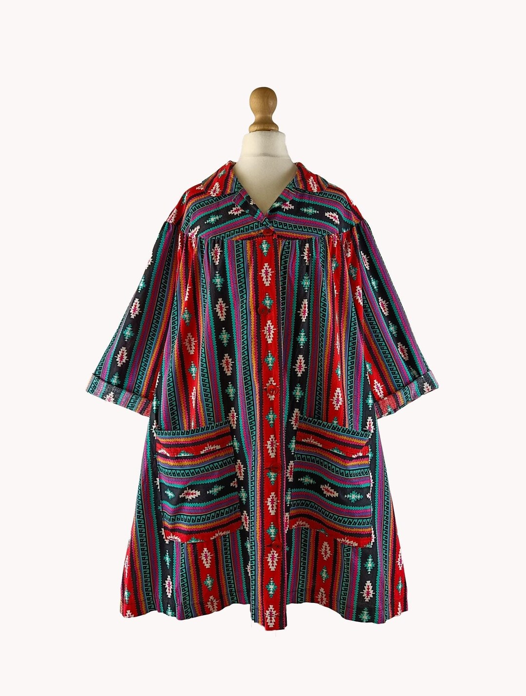 Tamair Helsinki 1970s Geometric Print Cotton Tunic Finnish Vintage Size ...