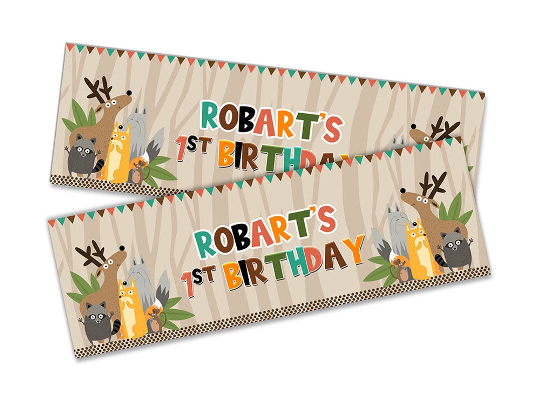 X2 Personalised Birthday Banner Animal Design Children Kids - Etsy