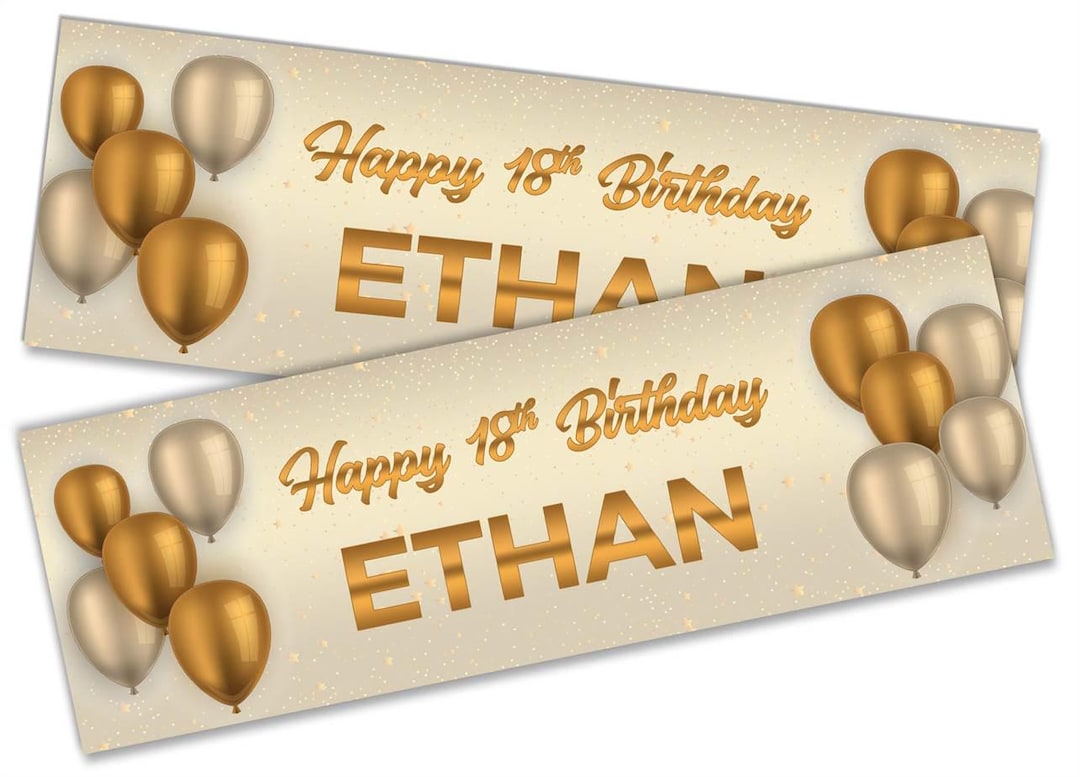 X2 Personalised Birthday Banner Balloon Design Children Kids Party ...