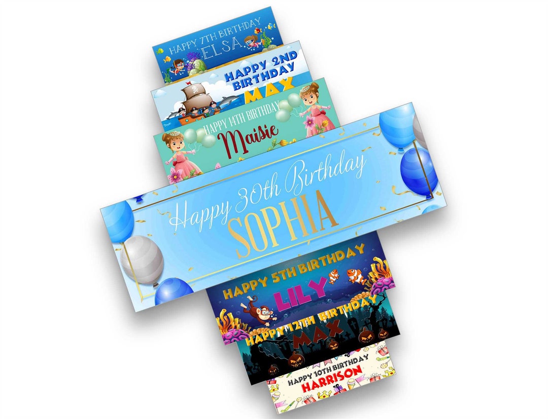 Personalised Birthday Banner Generic Design Children Kids Party ...