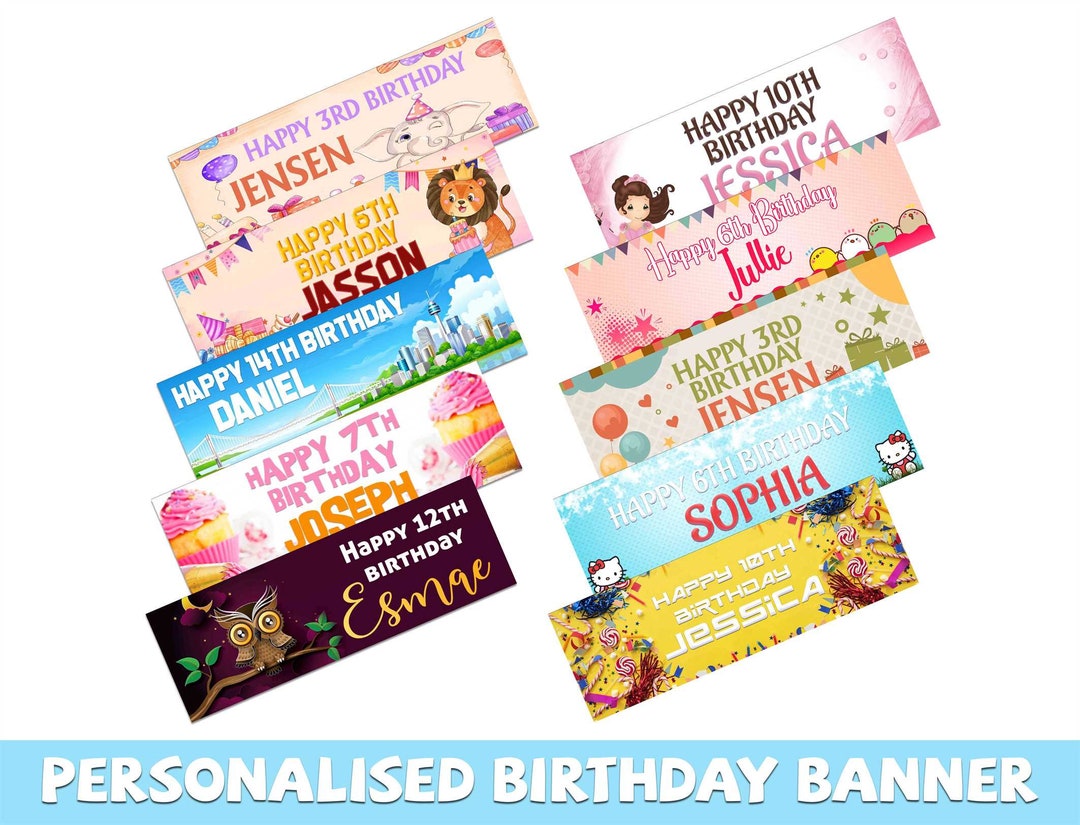 Personalised Birthday Banner Generic Design Children Kids Party ...