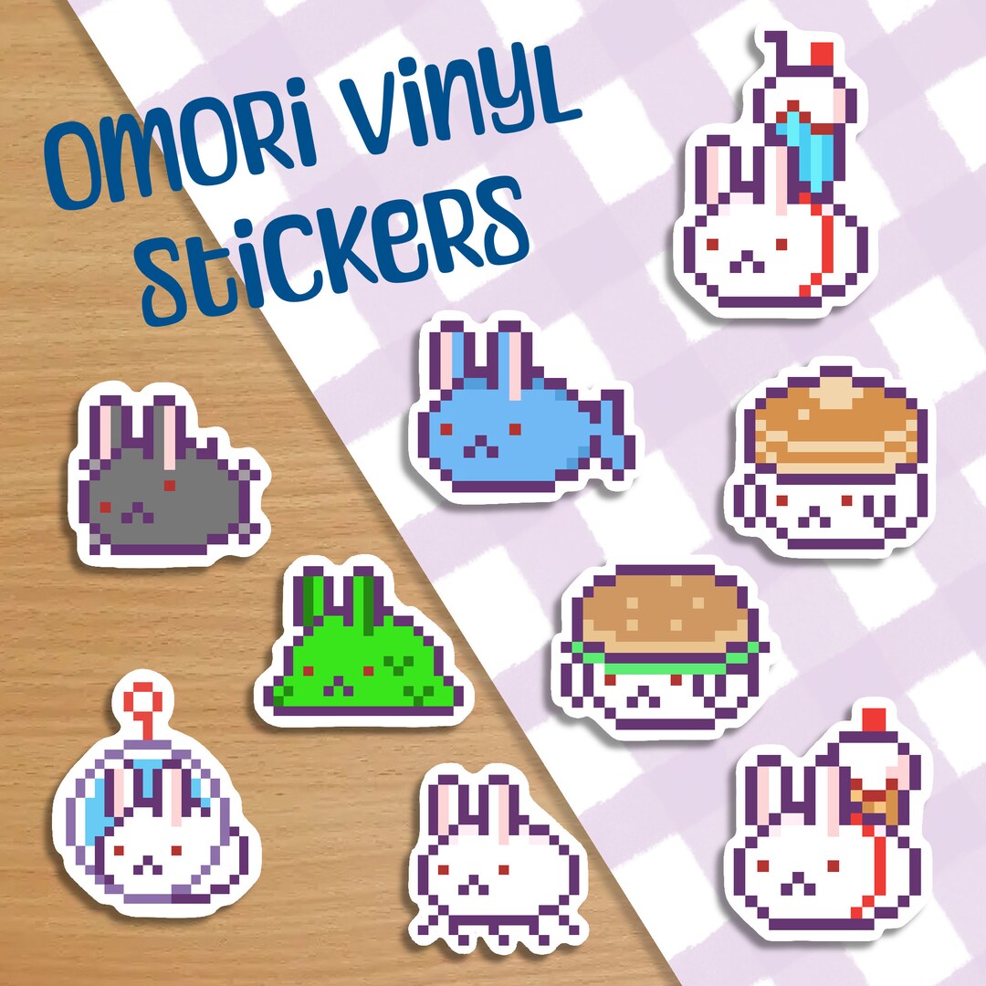 Omori Sprout Bunny Pixel Sticker | Waterproof | Holographic Vinyl ...