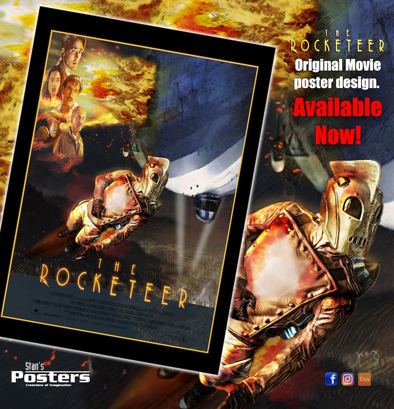 The Rocketeer 1991 - Original Design. A3 Limited Edition, Retro Poster ...