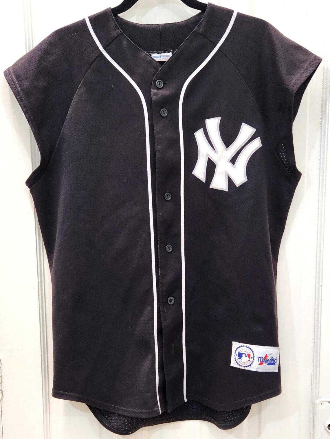 NY Yankees 90s Majestic VEST Jersey Sleeveless M Black New York MLB ...