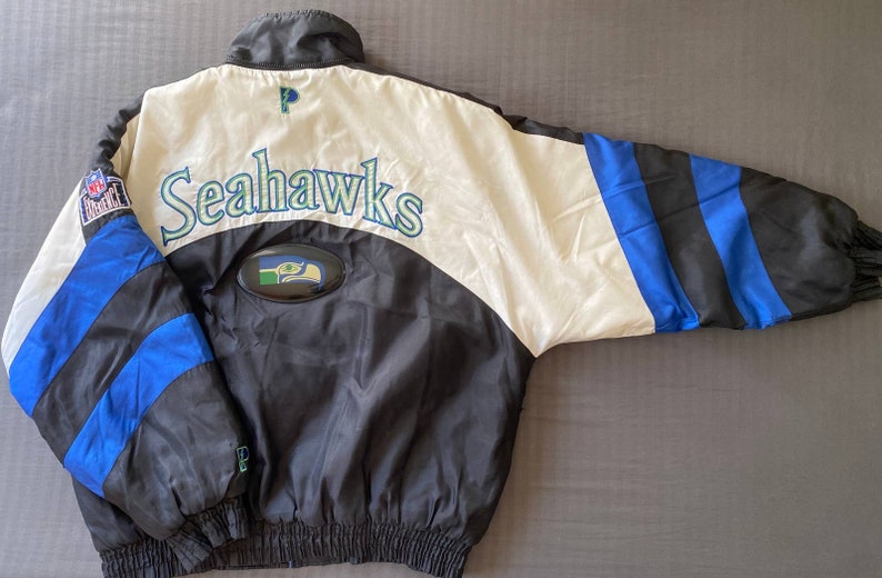 Seattle Seahawks 90s Pro Player Jacket Puffer Zip XL Blue - Etsy