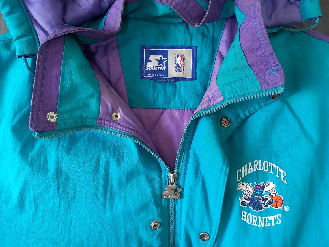 Charlotte Hornets 90s STARTER Jacket Puffer XL Purple NBA Vtg - Etsy